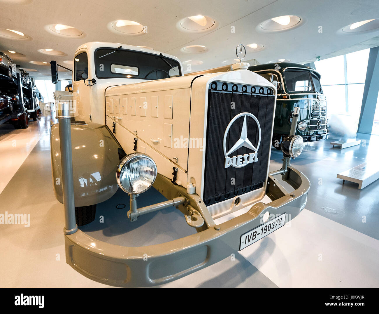 Heavy machinery hall in Mercedes Benz museum Stock Photo - Alamy