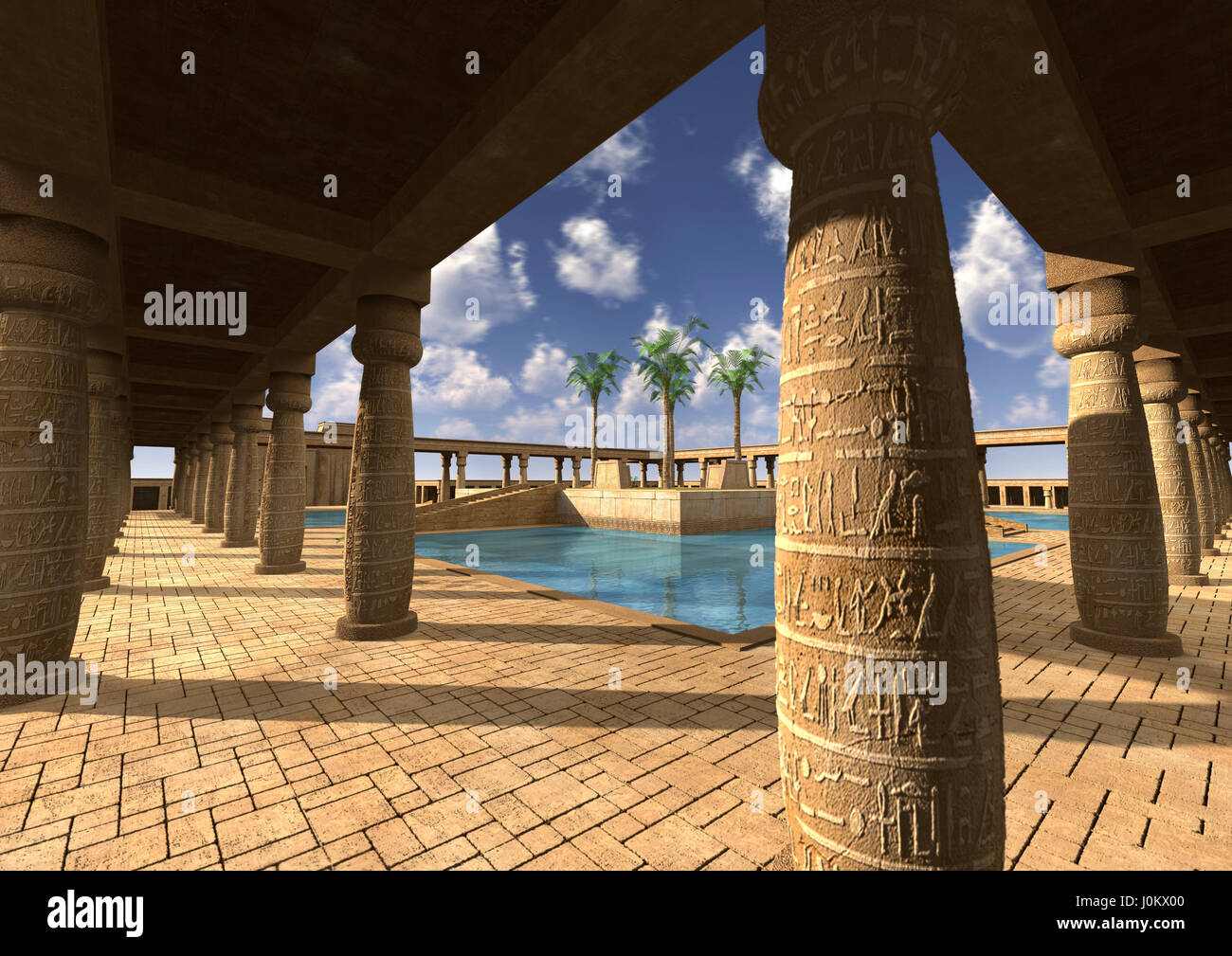 3D rendering of a Egyptian palace, sunny day Stock Photo - Alamy