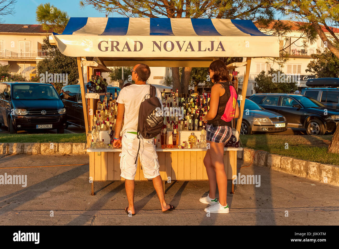 Souvenir stalls in Novalja, Pag island, Croatia Stock Photo - Alamy