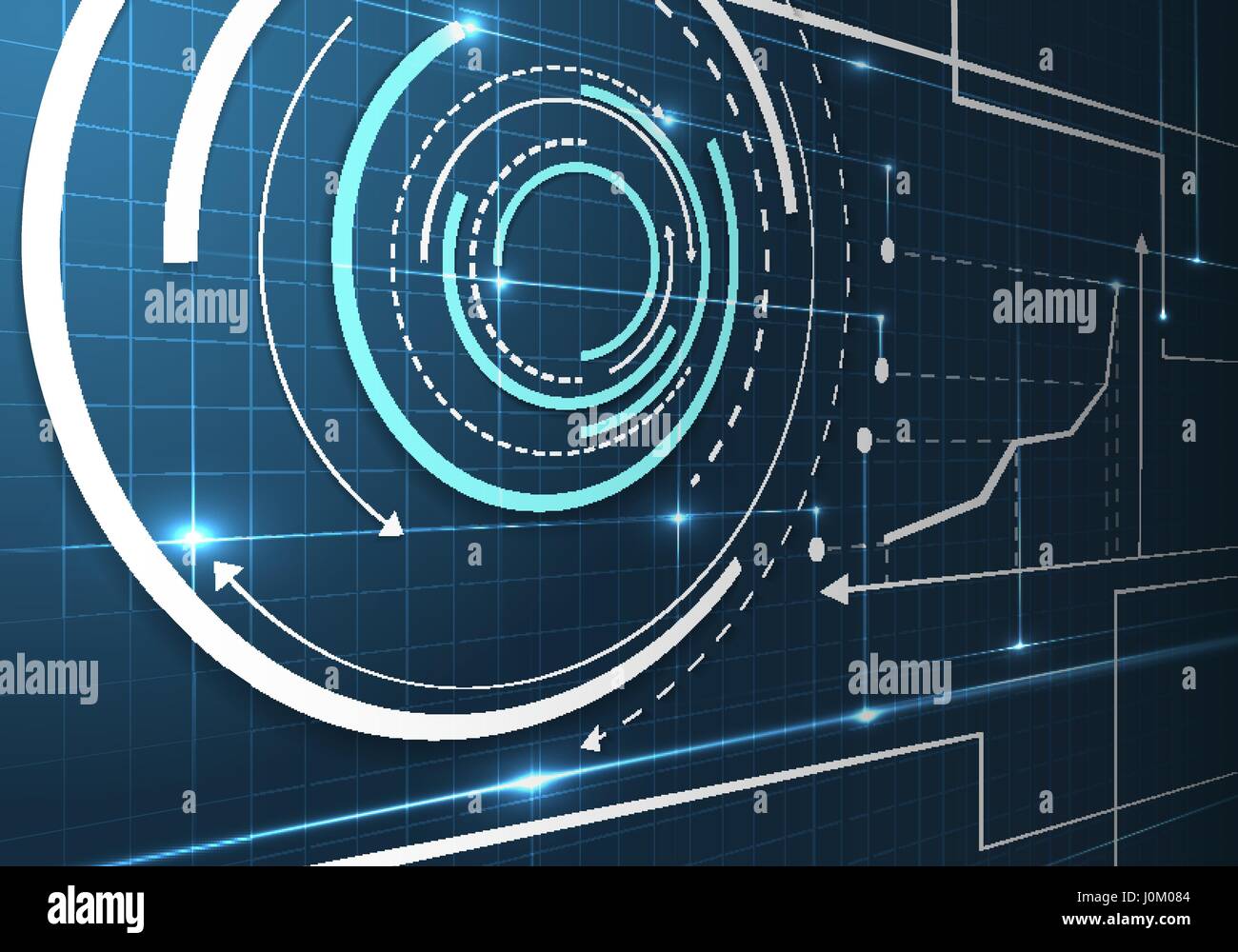 Abstract technical interface background in perspective with graphic ...
