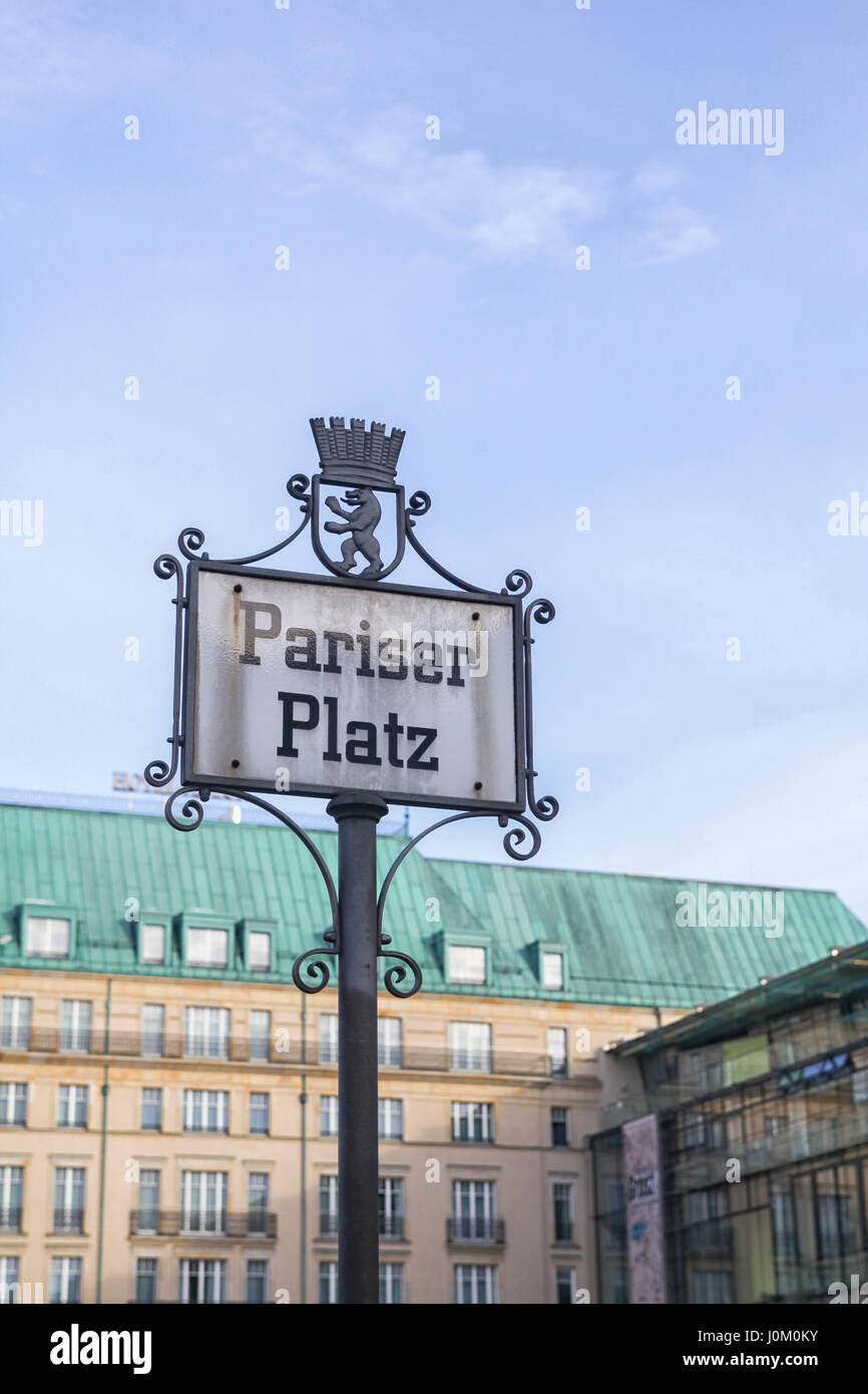 Streetsign with Pariser Platz in Berlin Stock Photo - Alamy