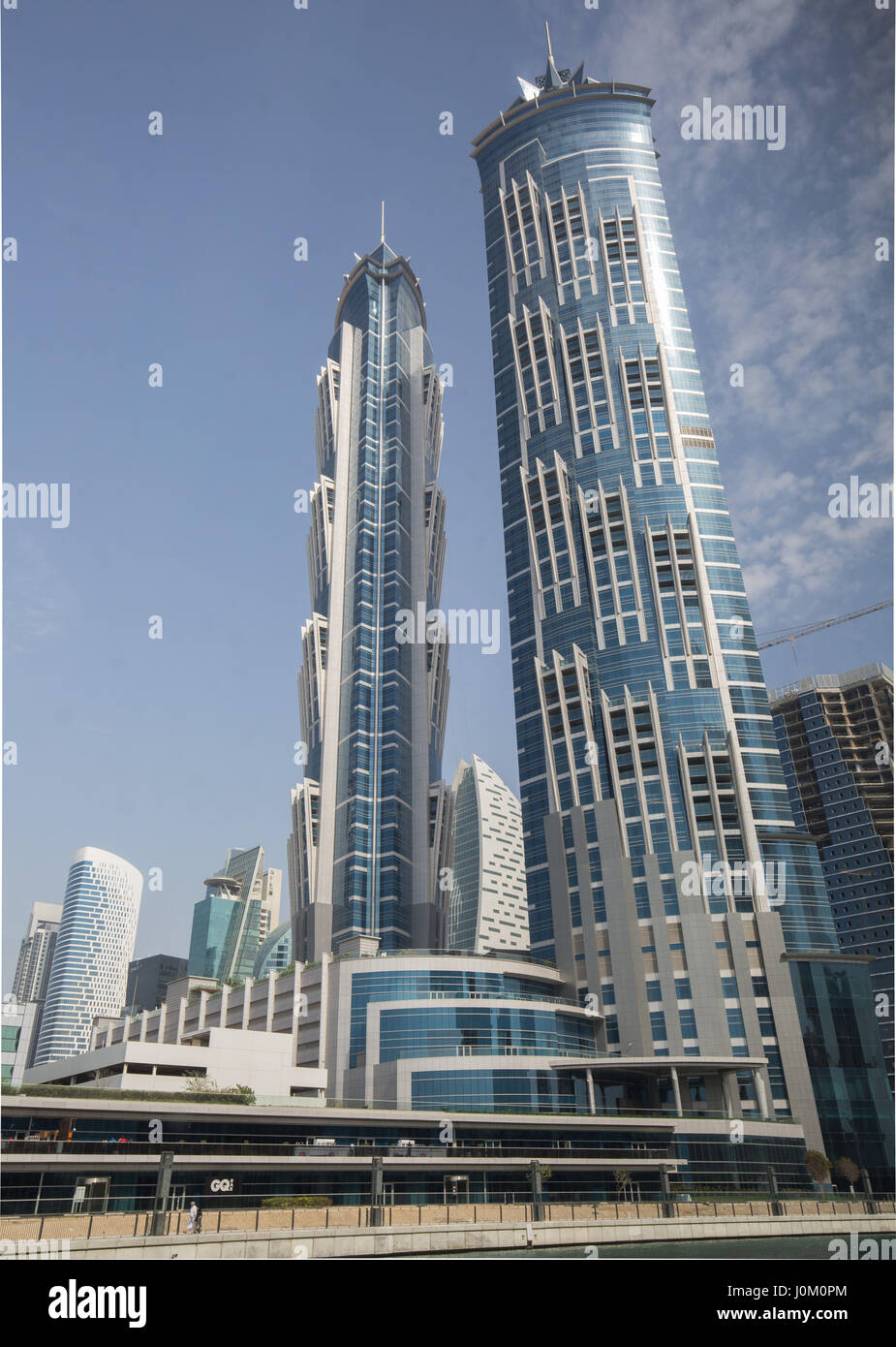 Twin towers of the JW Marriott Marquis hotel in Business Bay Dubai,UAE ...