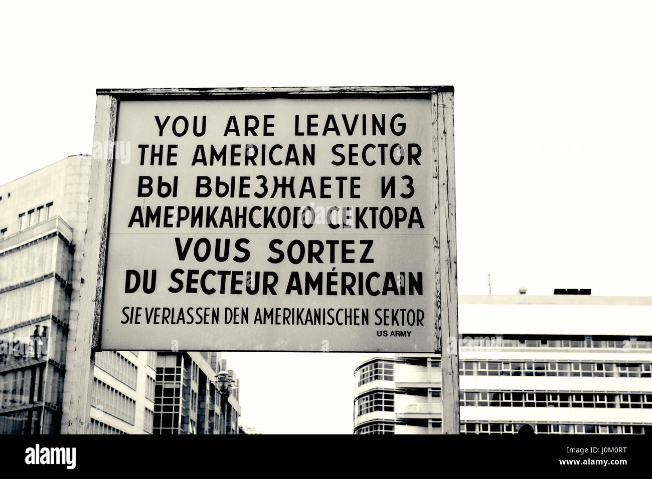 Old sign at Checkpoint Charly (at ancient Berlin Wall Stock Photo - Alamy