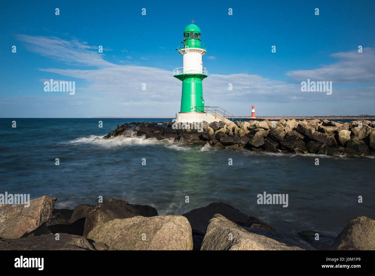 Mole on a stormy day in Warnemuende, Germany Stock Photo - Alamy