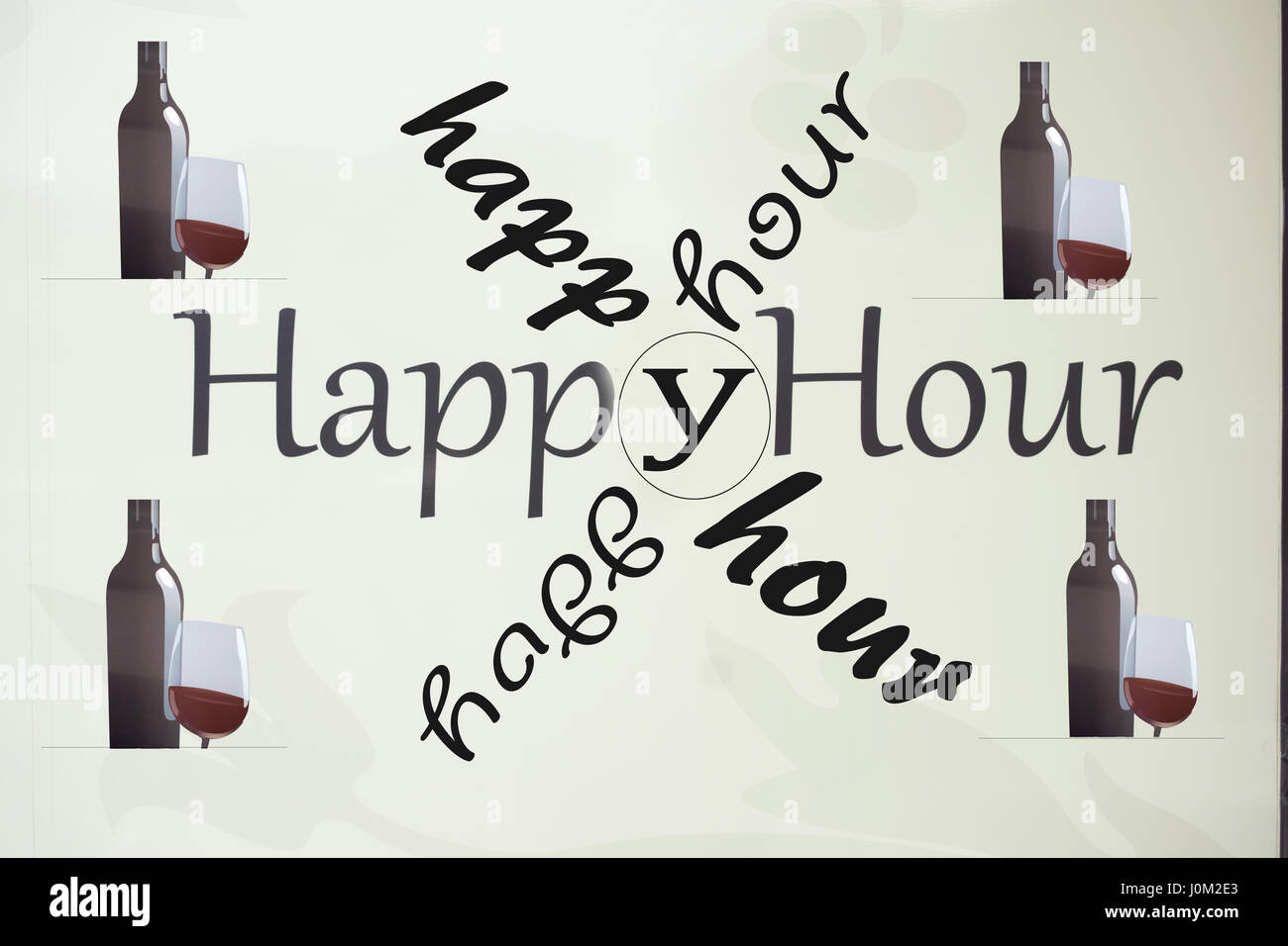 Advertisement sign of a happy hour Stock Photo - Alamy