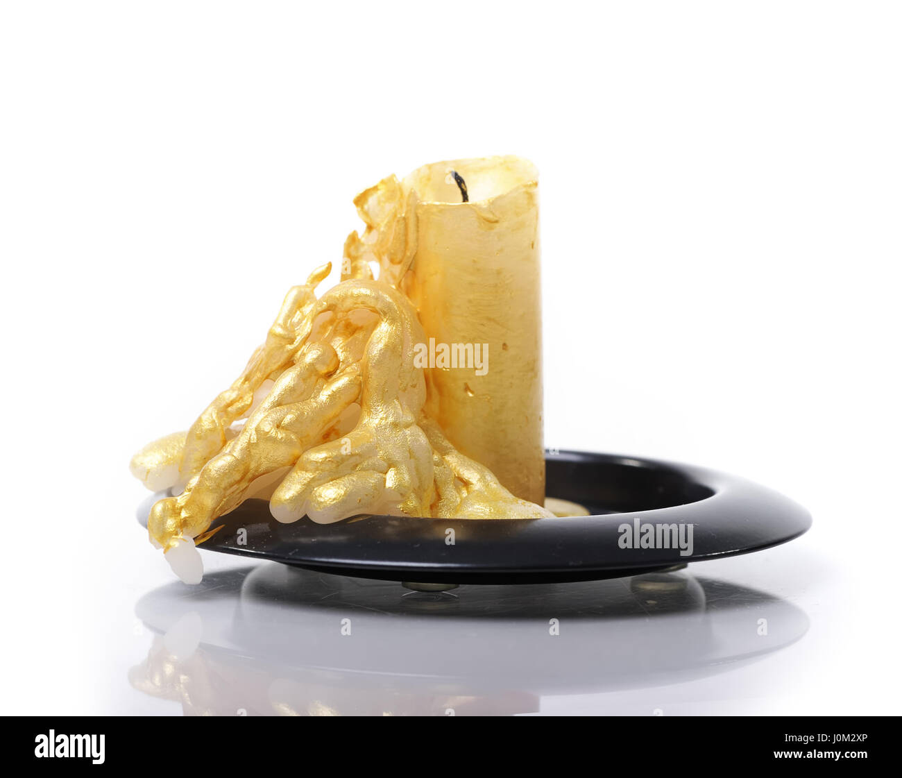 Burned candle isolated on white background Stock Photo - Alamy