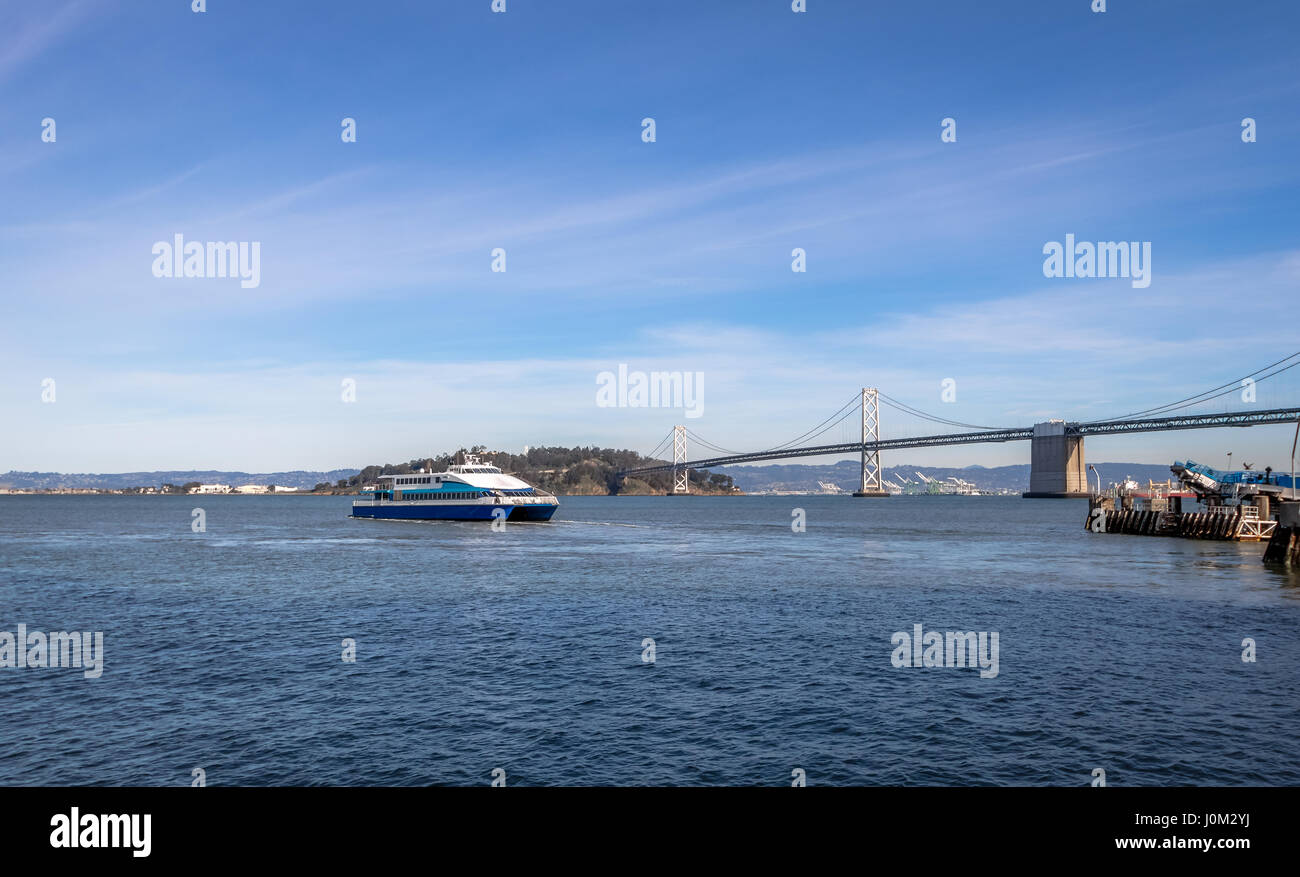 San Francisco Bay Bridge and ferry boat - San Francisco, California ...