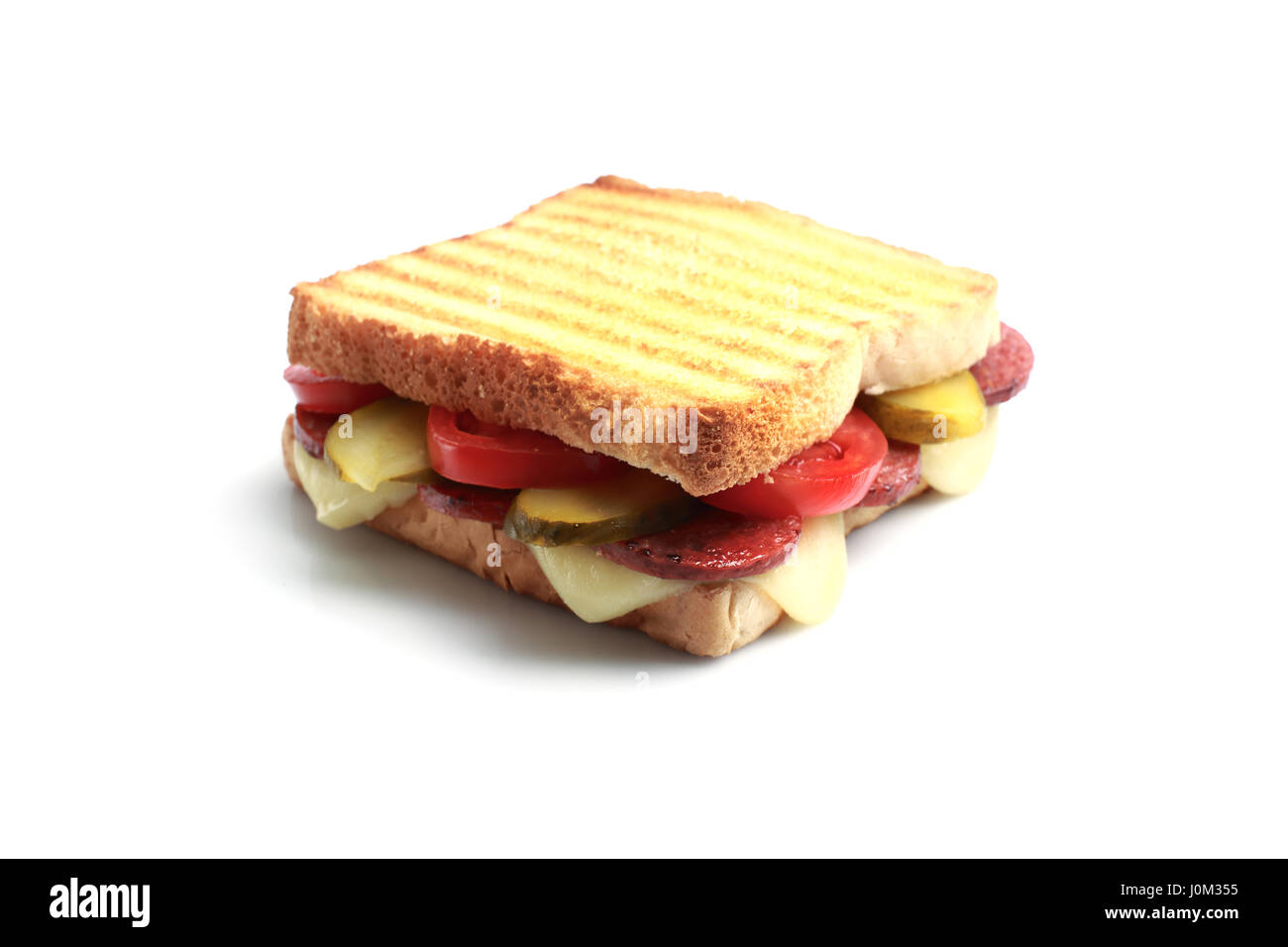Turkish toast with "sucuk and cheese" on white background Stock Photo ...