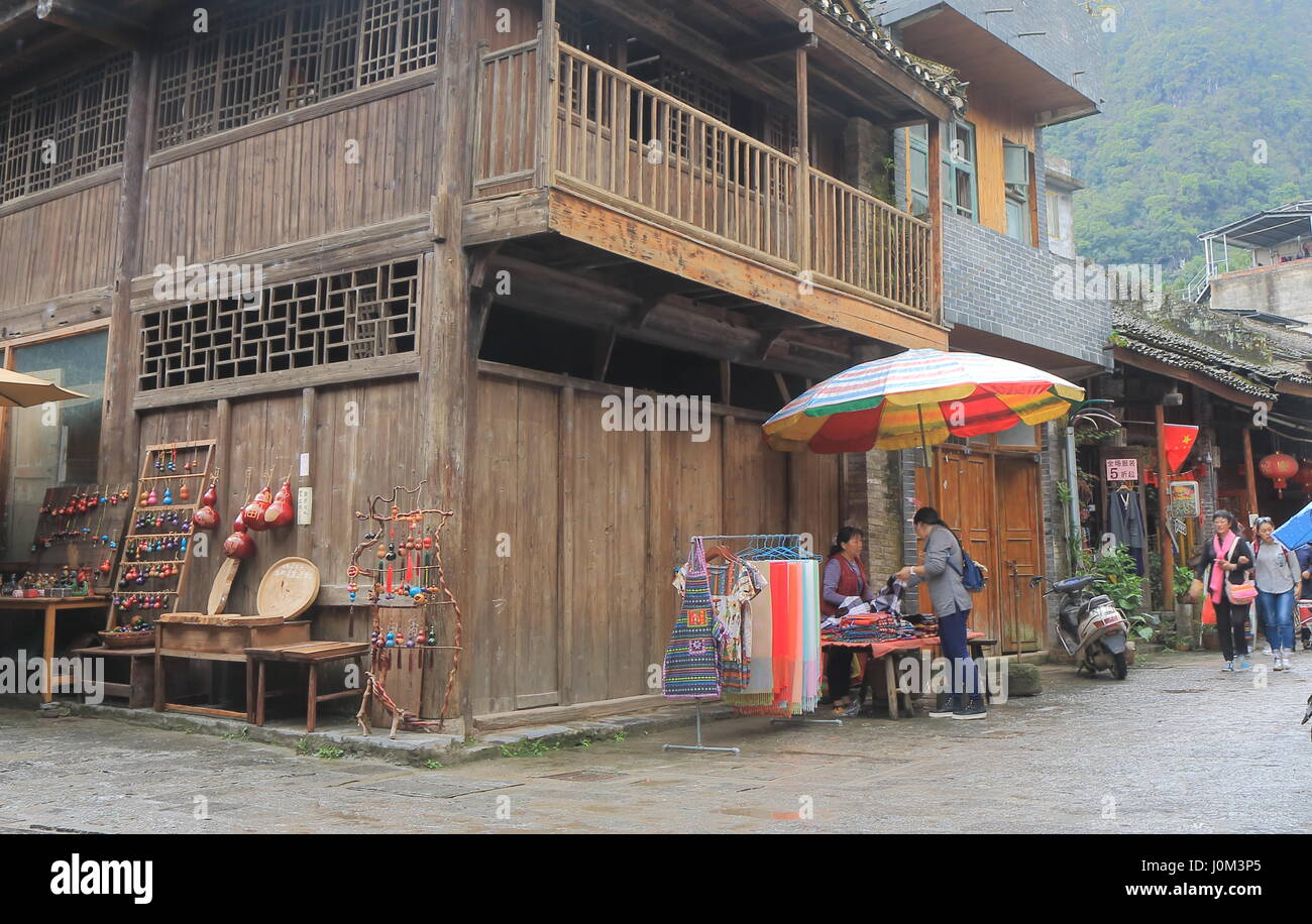 People visit Xingping historical village in Yangshou China. Xingping is ...
