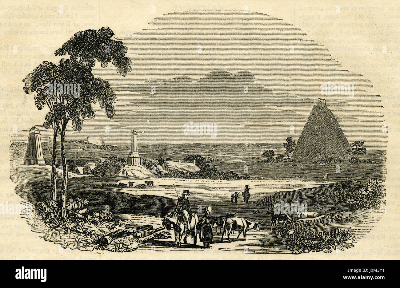 Antique 1854 engraving, "Battlefield at Waterloo." The Battle of ...