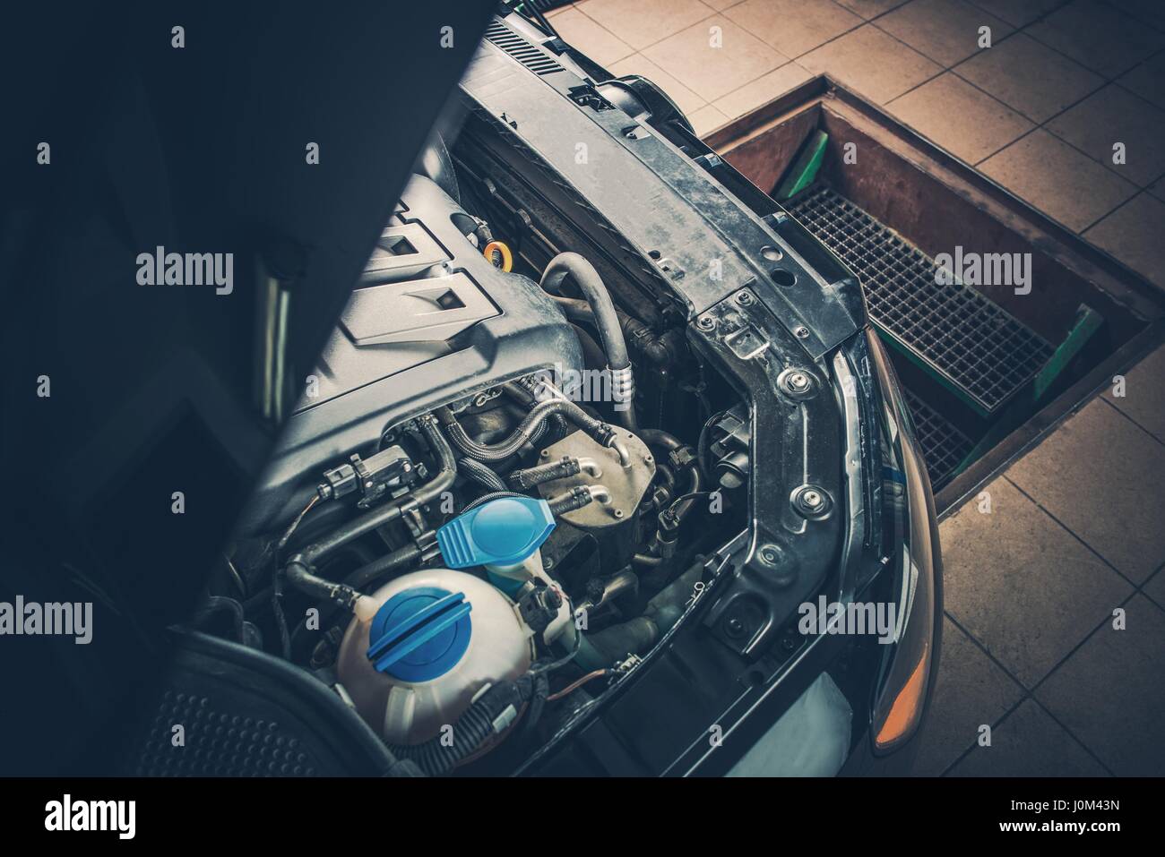 Broken Car in the Auto Service. Open Hood. Preparing For the Car Engine ...