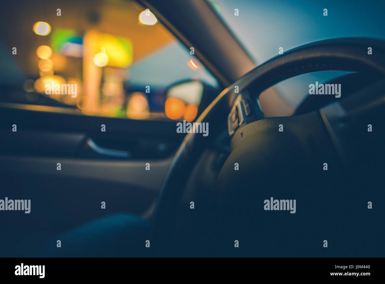 Car Driving Concept Photo. Vehicle Steering Wheel Closeup with Shallow ...