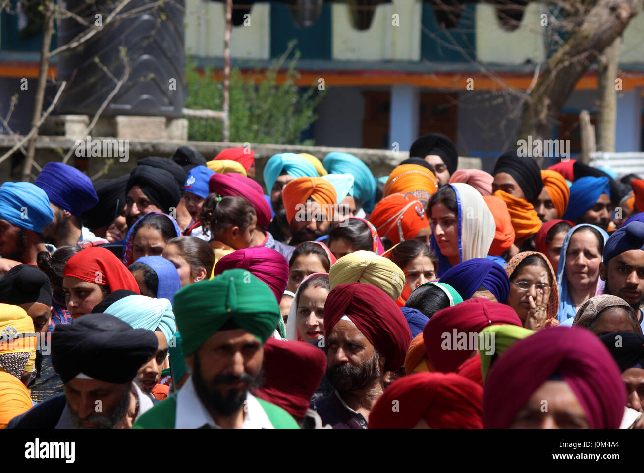 Anantnag, India. 14th Apr, 2017. Kashmiri Sikhs gather Outside a ...