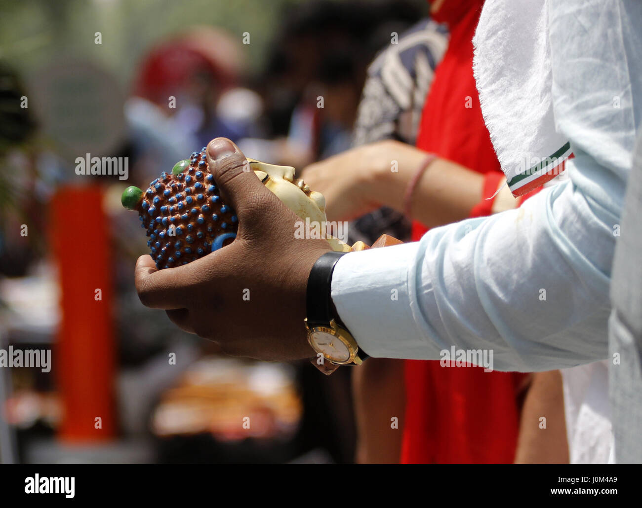 Delhi, India. 14th Apr, 2017. People purchasing Dr. Ambedkar posters ...