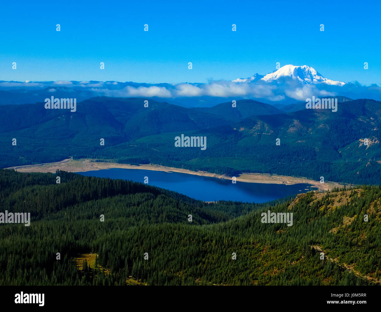 Overlook with Mt Rainier Stock Photo - Alamy
