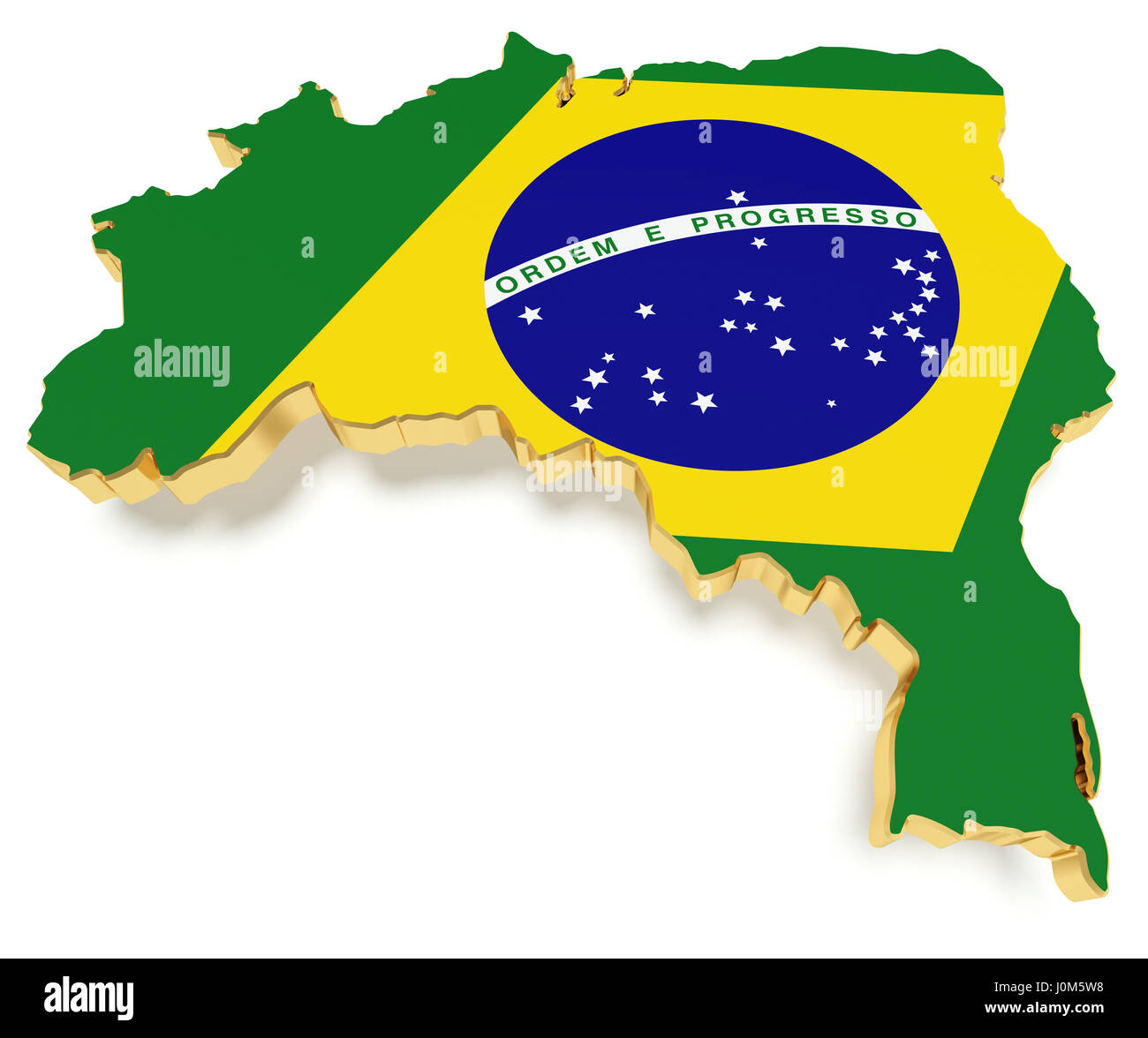 3d Brazil contour with flag texture Stock Photo - Alamy