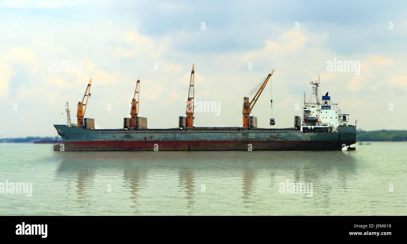 Large cargo ship over the sea Stock Photo - Alamy