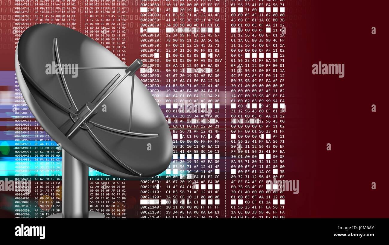 abstract 3d red background with sat antenna and hexadecimal code Stock ...