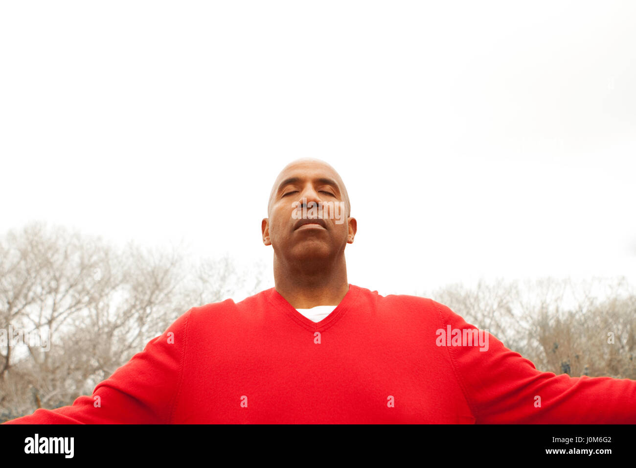 African American man with open arms. Freedom Stock Photo - Alamy