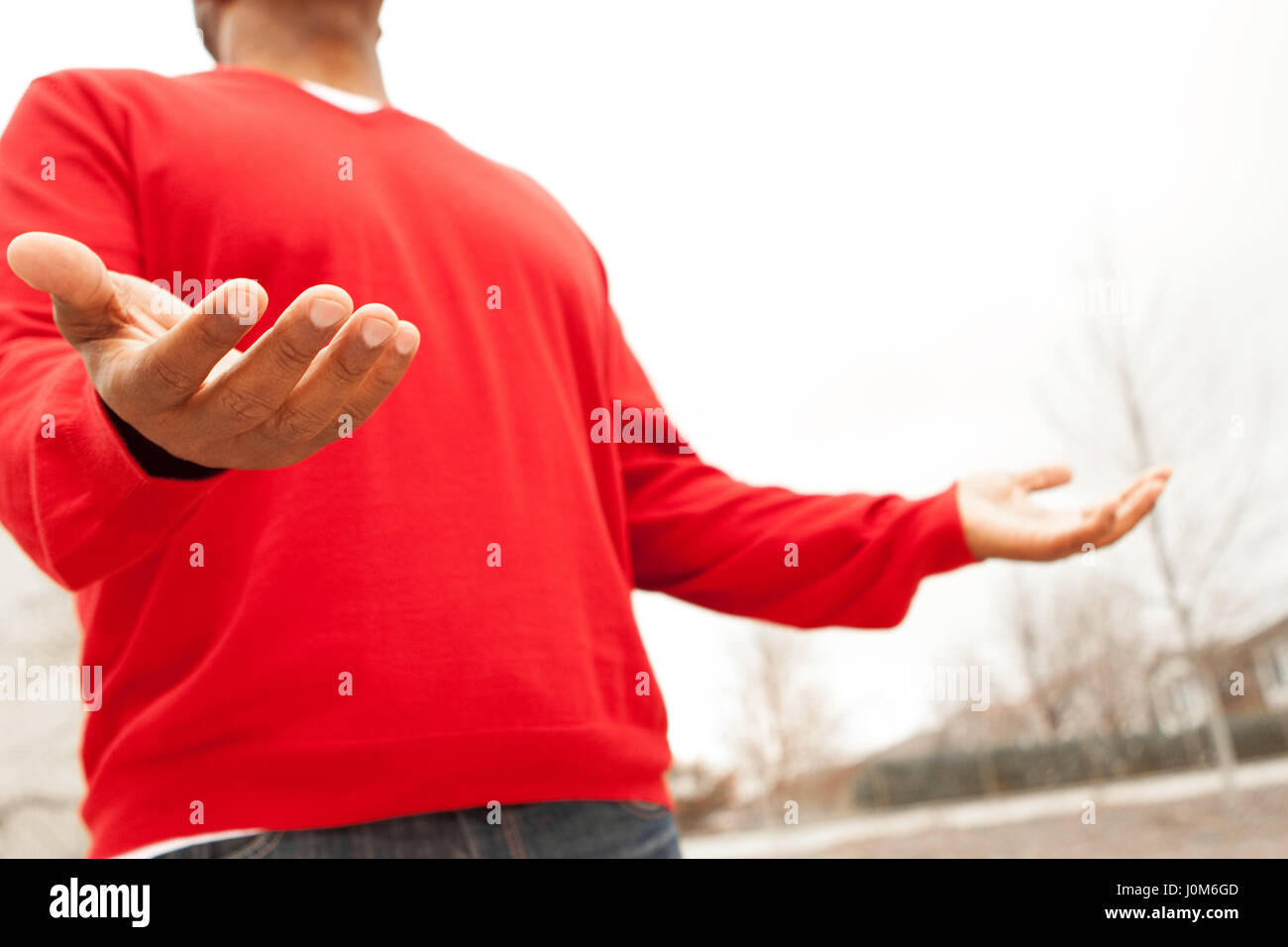 African American man with open arms. Freedom Stock Photo - Alamy