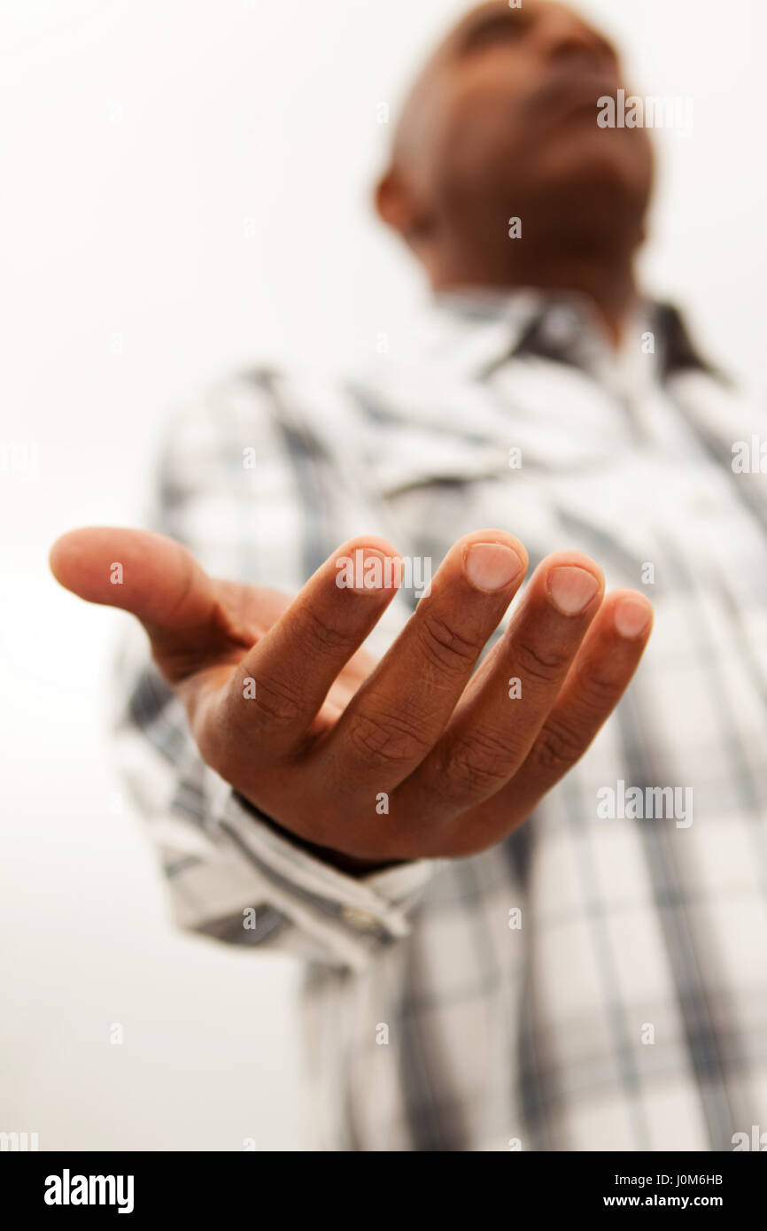 African American man with open arms. Freedom Stock Photo - Alamy