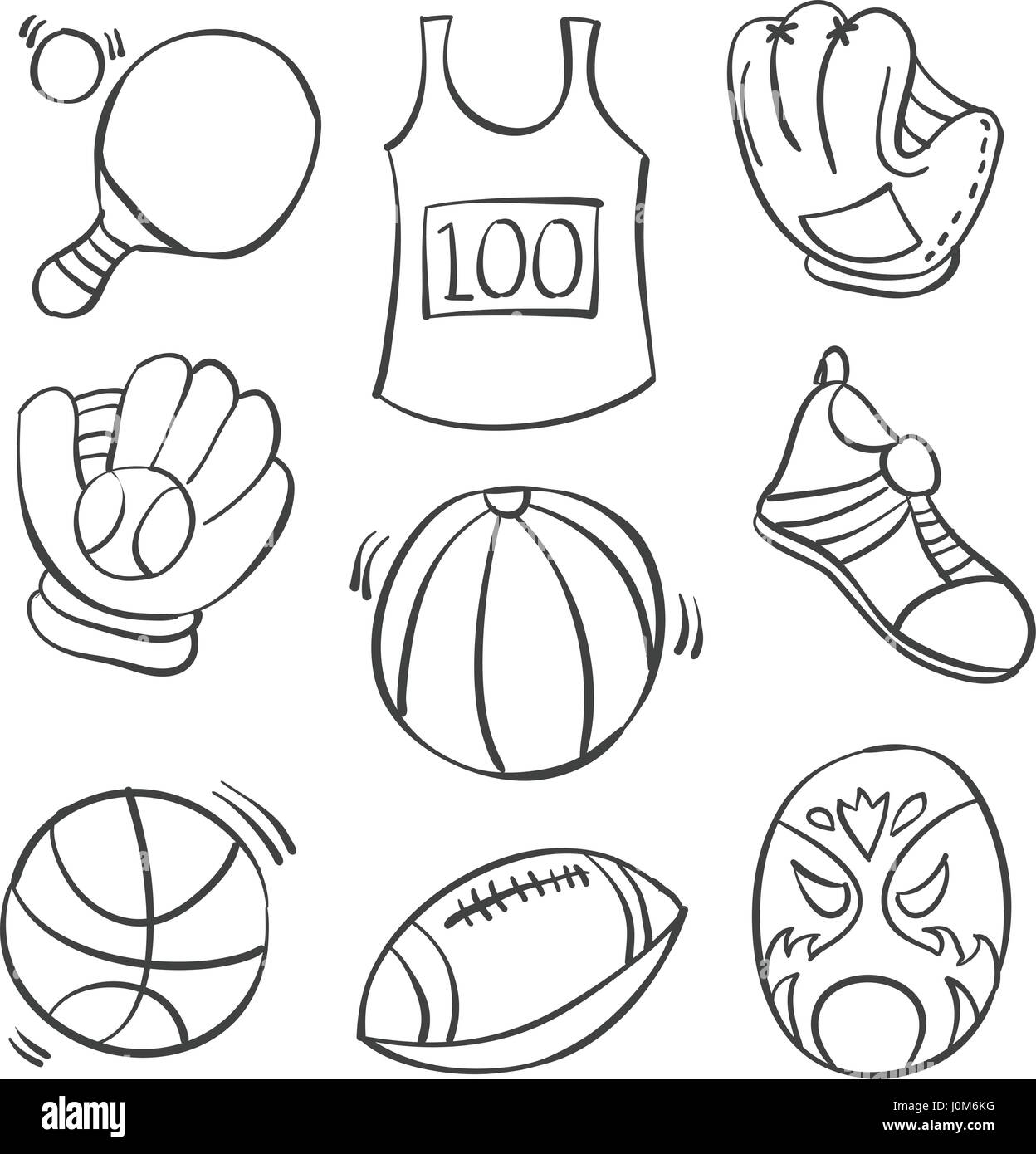 Sports Equipment Clipart Black And White