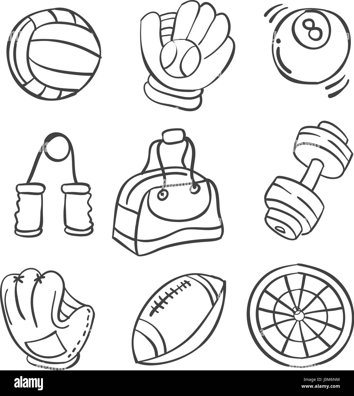 Sport equipment hand draw style doodles Stock Vector Image & Art - Alamy