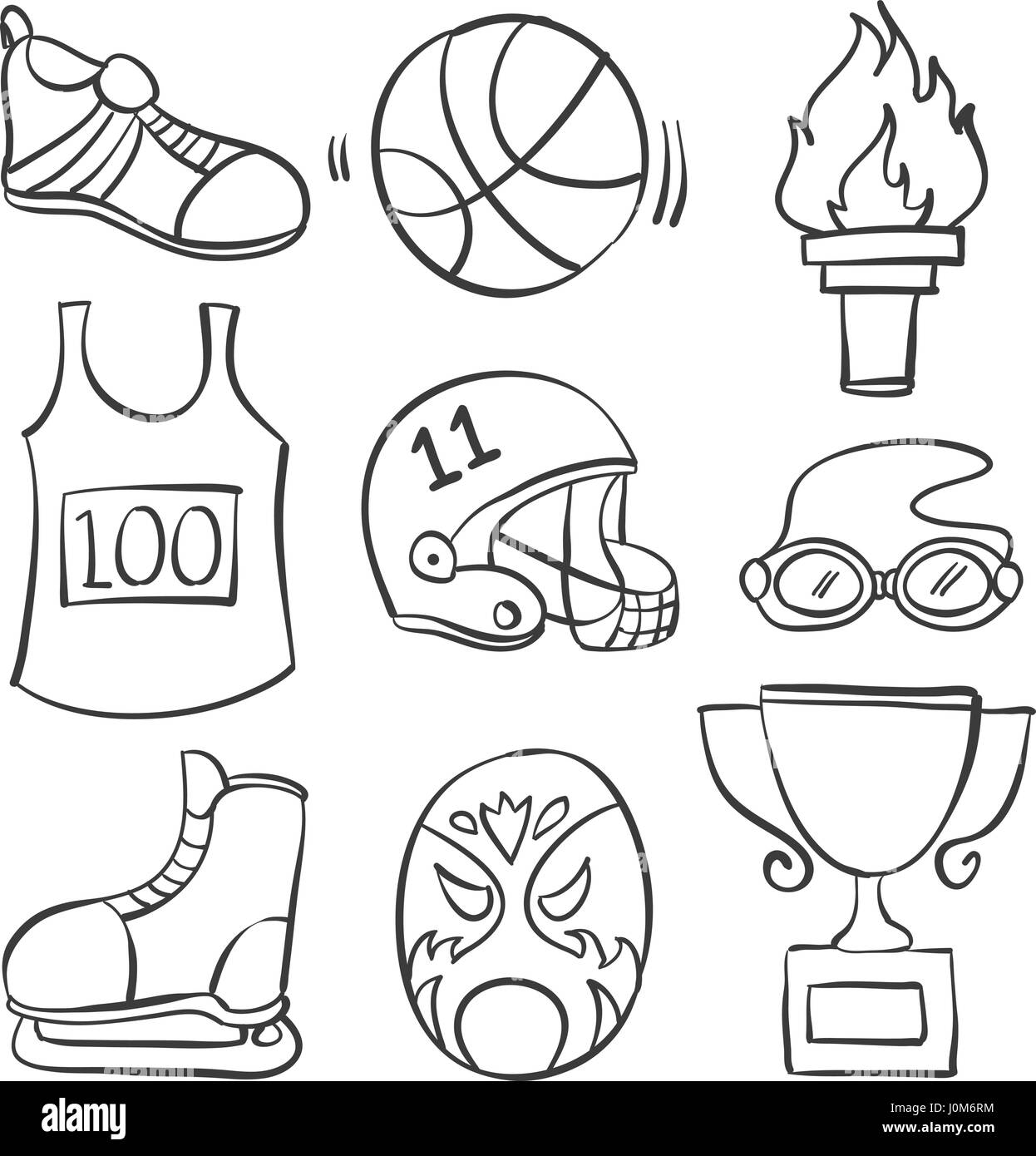 Doodle of sport equipment style hand draw Stock Vector Image & Art - Alamy