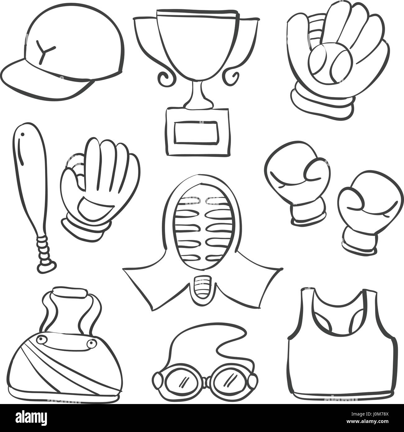 Collection of sport equipment hand draw style Stock Vector Image & Art ...