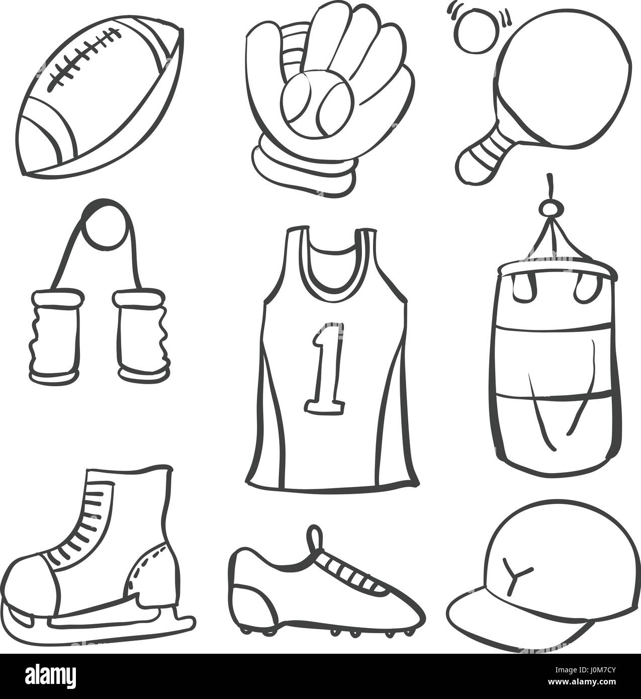 Sport equipment hand draw vector art doodles Stock Vector Image & Art ...
