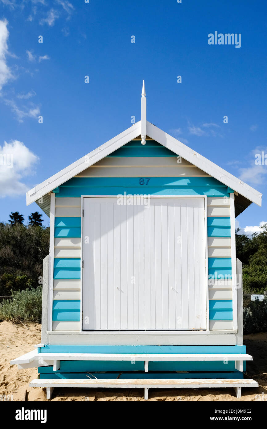 Painted bathing boxes at Middle Brighton beach, Melbourne, Australia ...