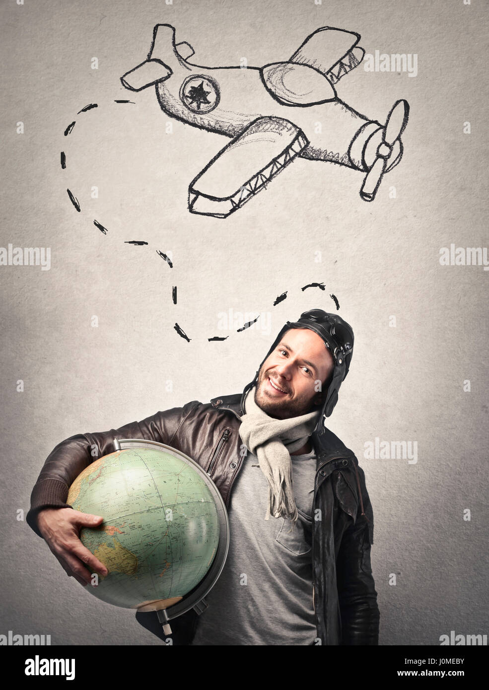 Man thinking about travelling Stock Photo - Alamy