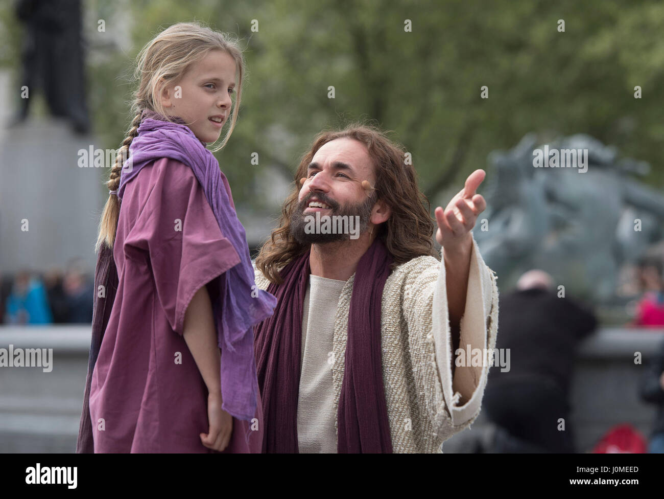 Actor James Burke-Dunsmore as Jesus during an Easter performance of The ...
