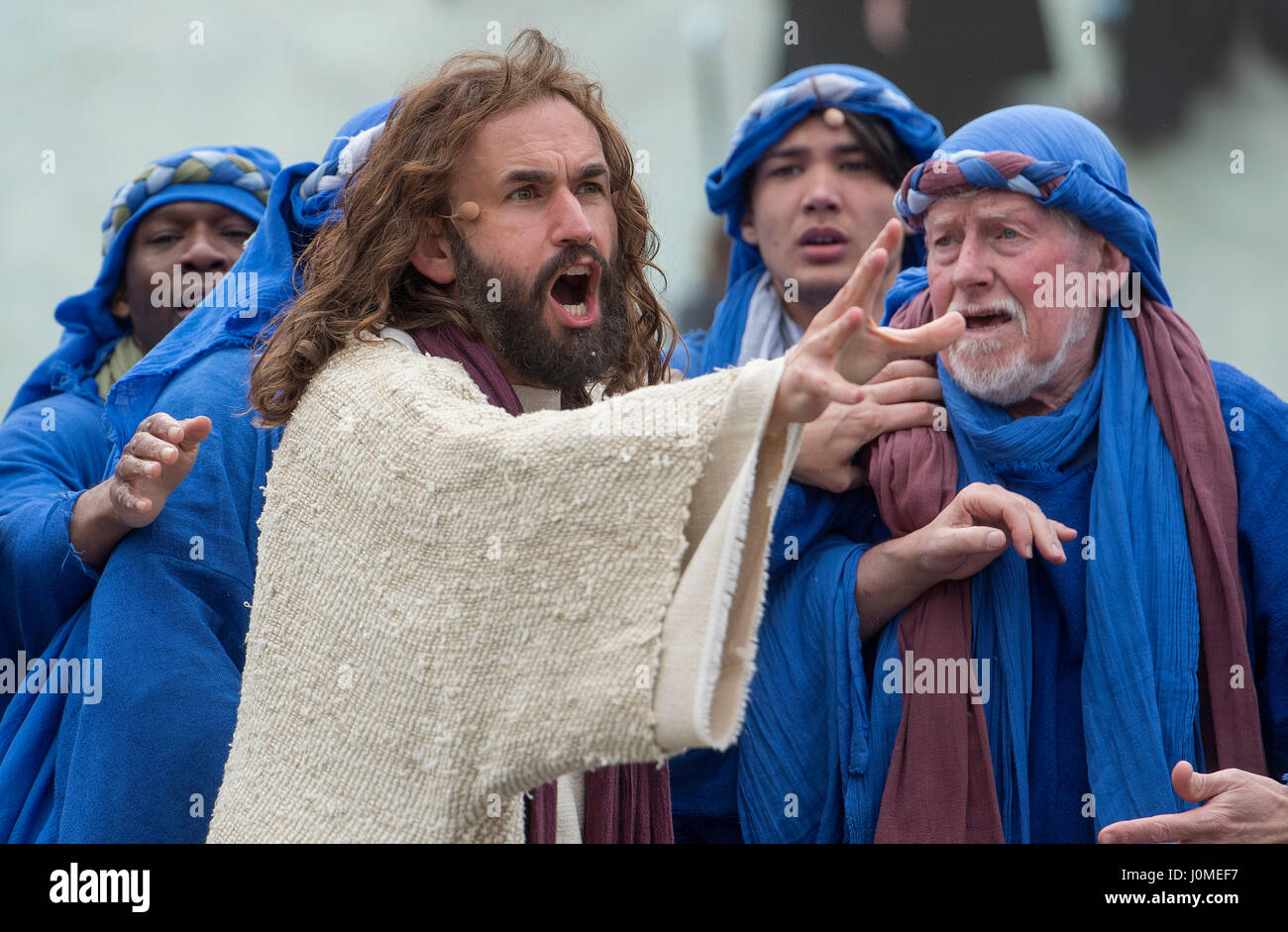 Actor James Burke-Dunsmore as Jesus during an Easter performance of The ...
