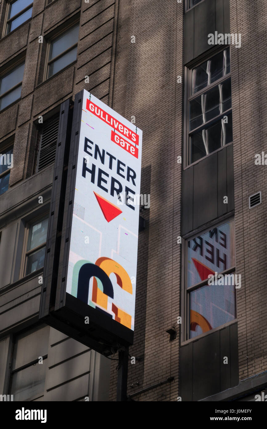 Gulliver's Gate Enter Sign, NYC, USA Stock Photo - Alamy