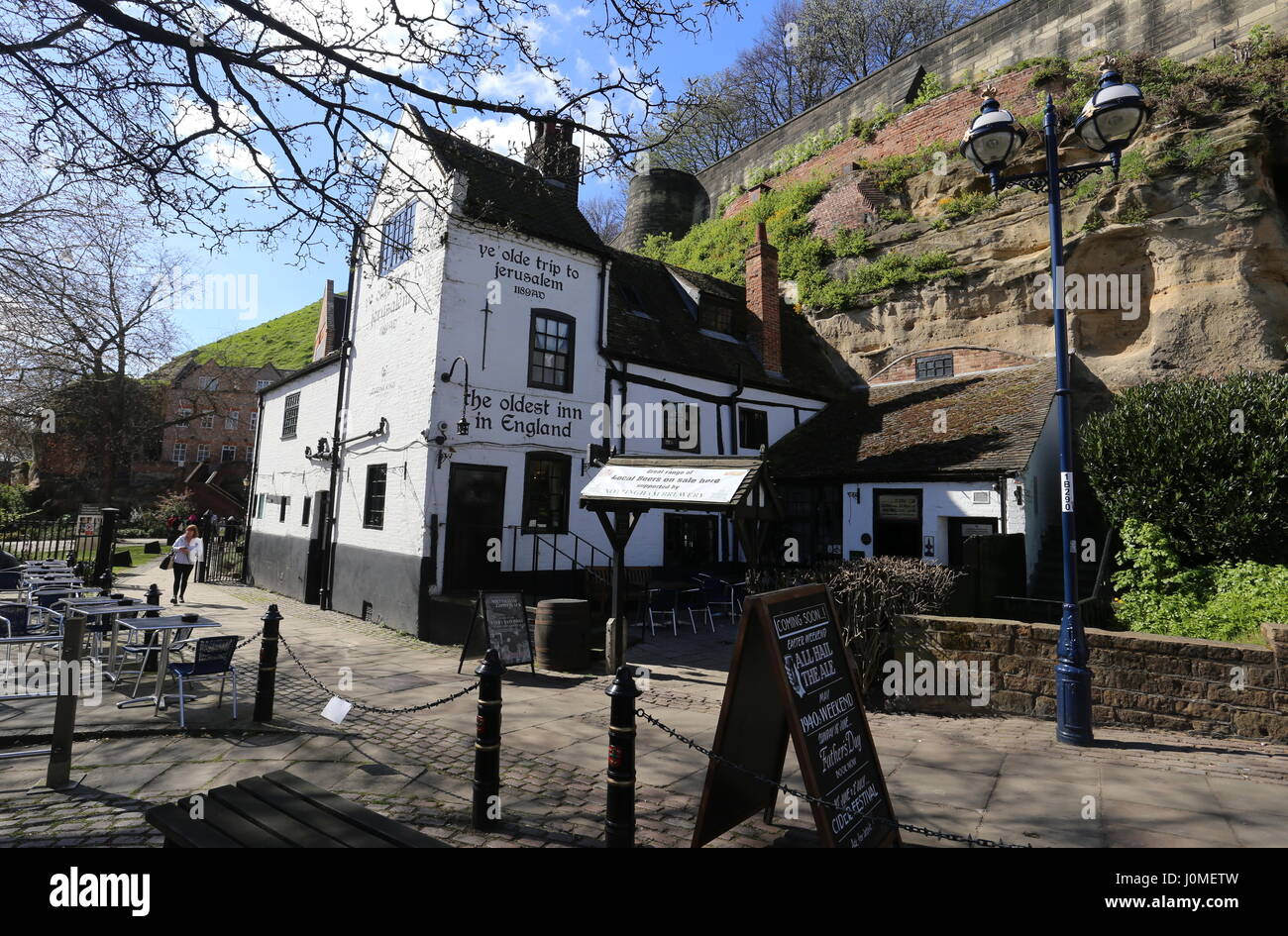 Exterior of Ye Olde Trip to Jerusalem pub Nottingham UK April 2017 ...
