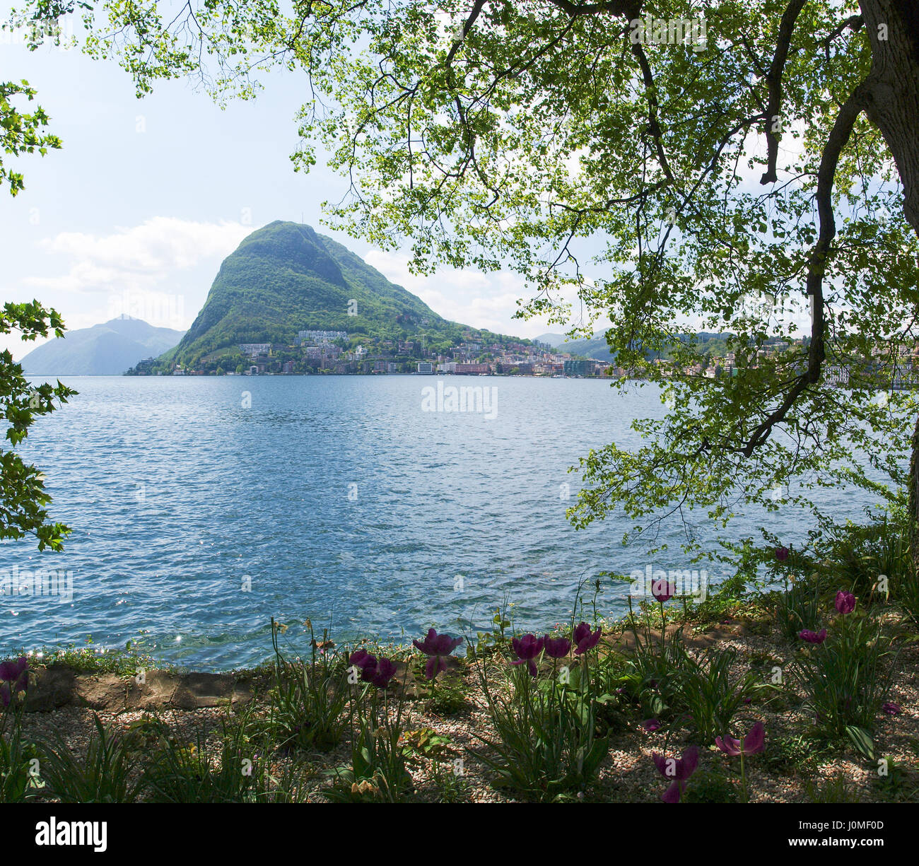 Lugano, Switzerland: panoramic view of the Gulf of Lugano from ciani ...