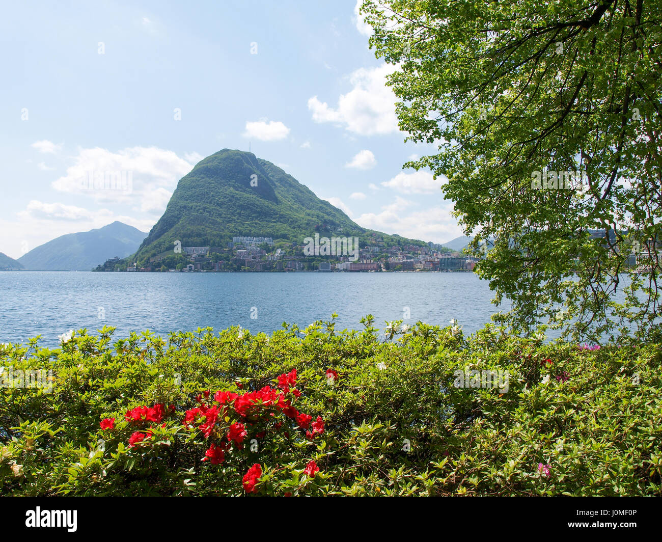 Lugano, Switzerland: panoramic view of the Gulf of Lugano from ciani ...