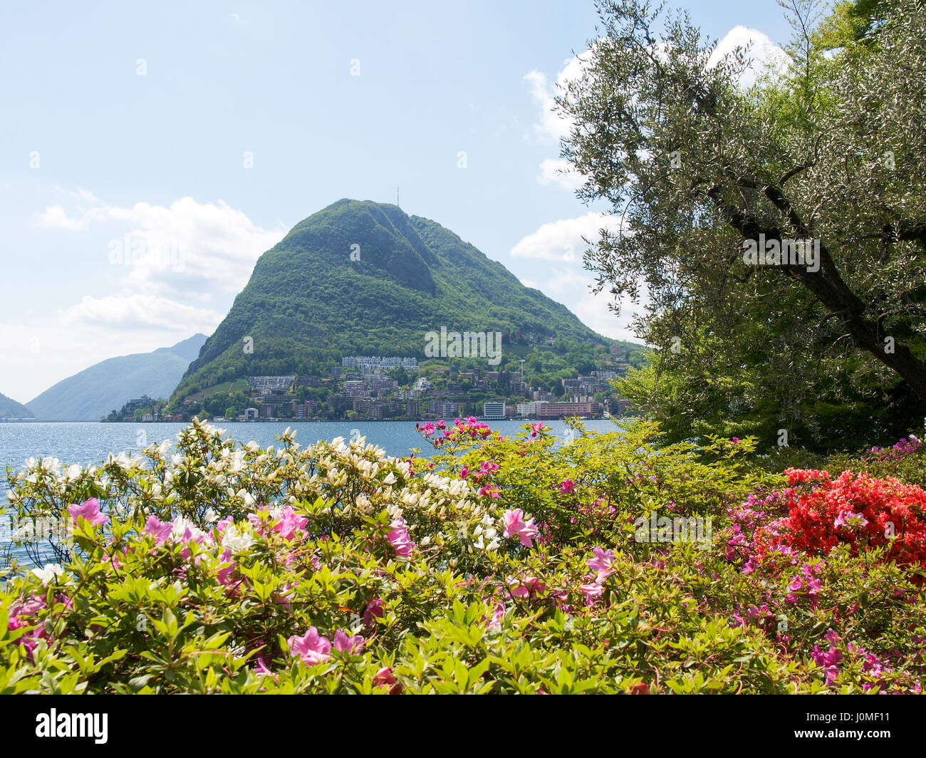 Lugano, Switzerland: panoramic view of the Gulf of Lugano from ciani ...