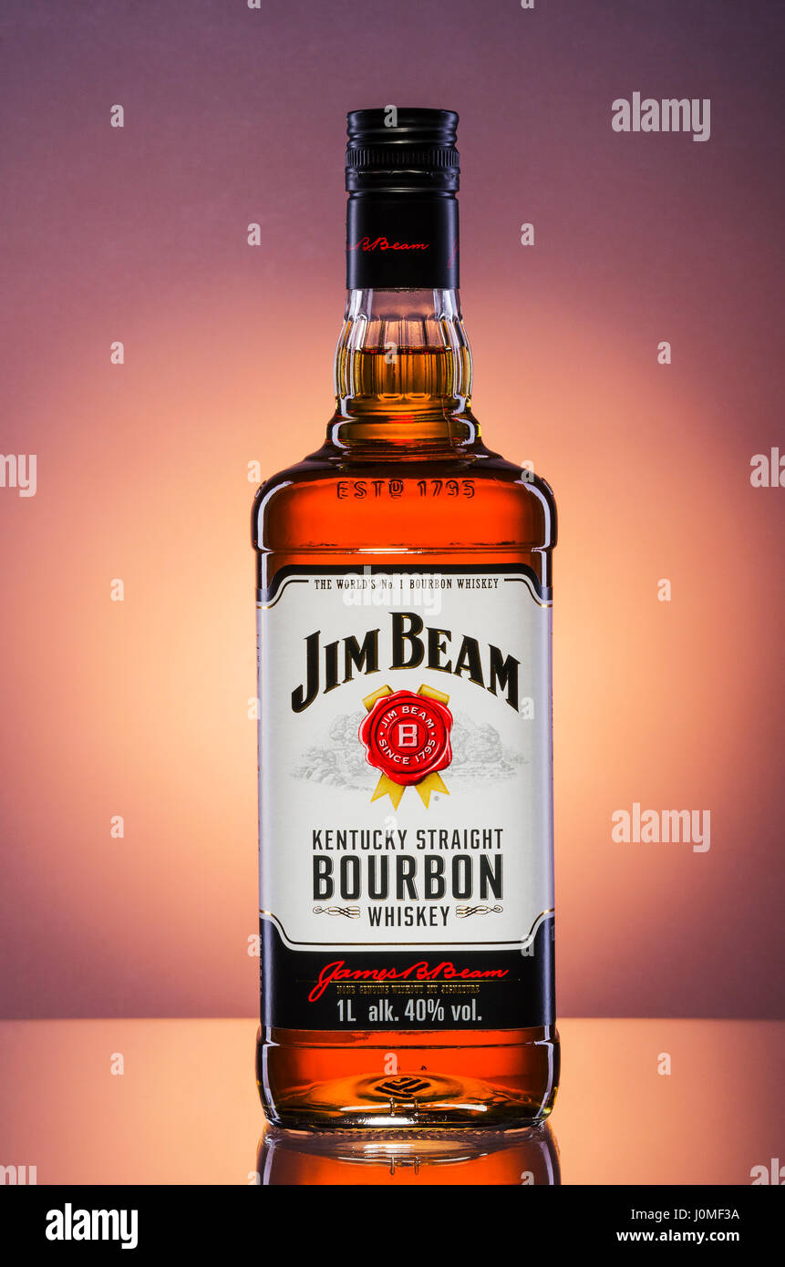 Jim Beam bourbon whiskey on gradient background Stock Photo - Alamy