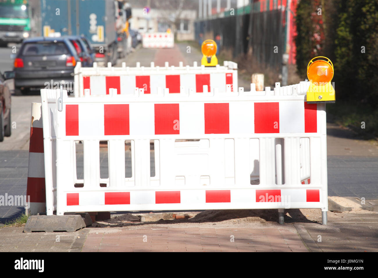 Construction site barrier Stock Photo - Alamy