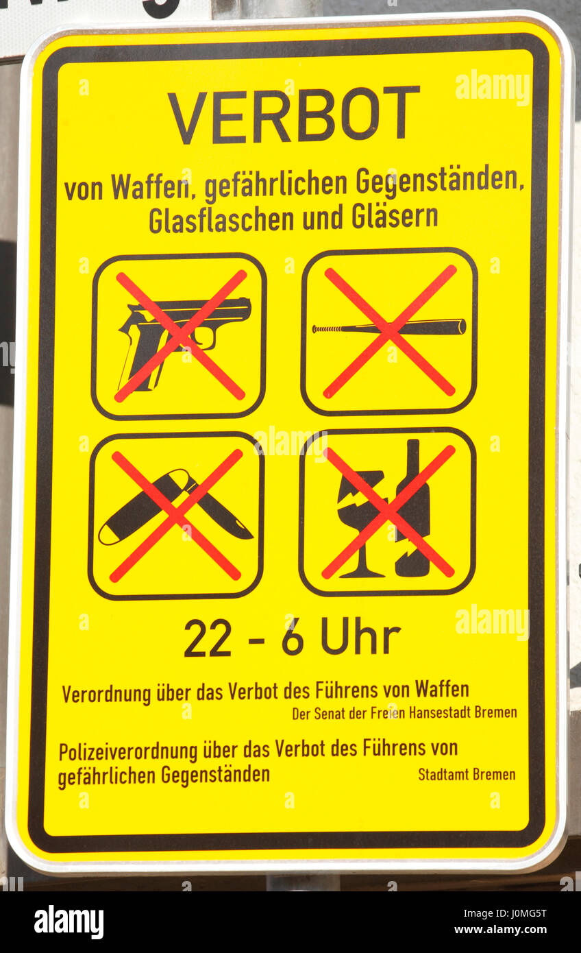 Sign Weapon ban Stock Photo - Alamy