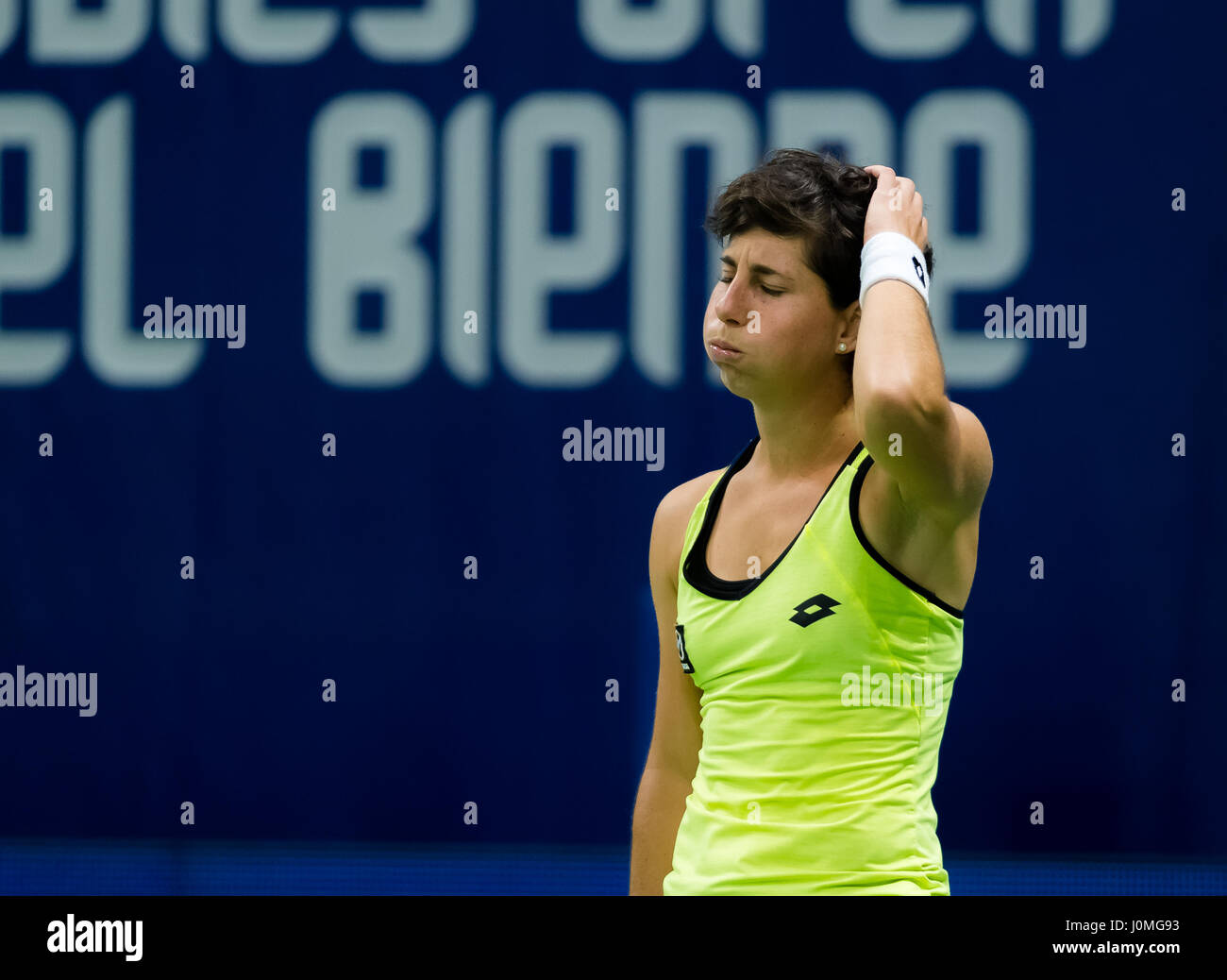 BIEL, SWITZERLAND - APRIL 13 : Carla Suarez Navarro in action at the ...