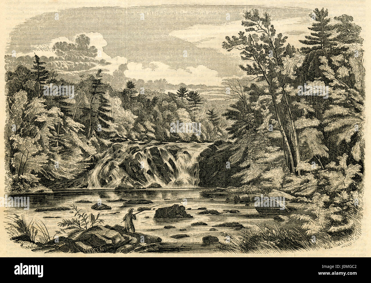 Antique 1854 engraving, "Buttermilk Falls on the Wallkill River, New ...