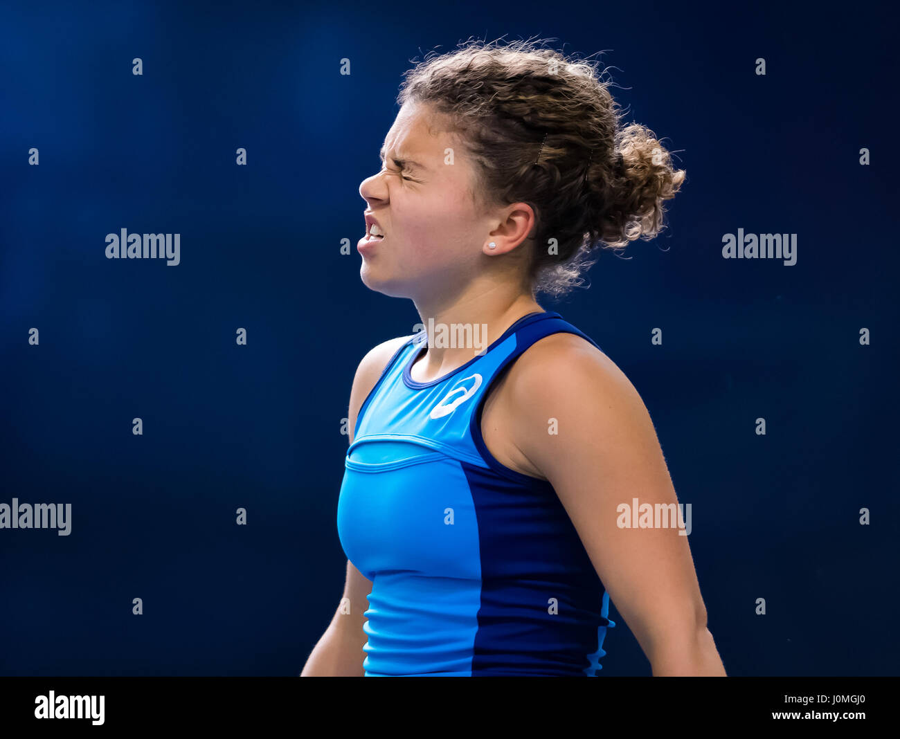 BIEL, SWITZERLAND - APRIL 10 : Jasmine Paolini in action at the 2017 ...