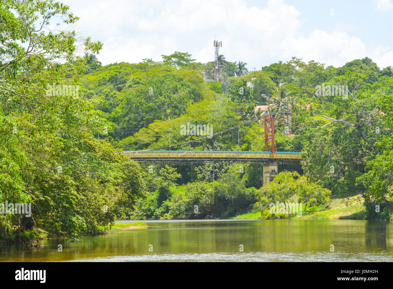 The iconic Hawksworth Suspension Bridge over Macal River in San Ignacio ...