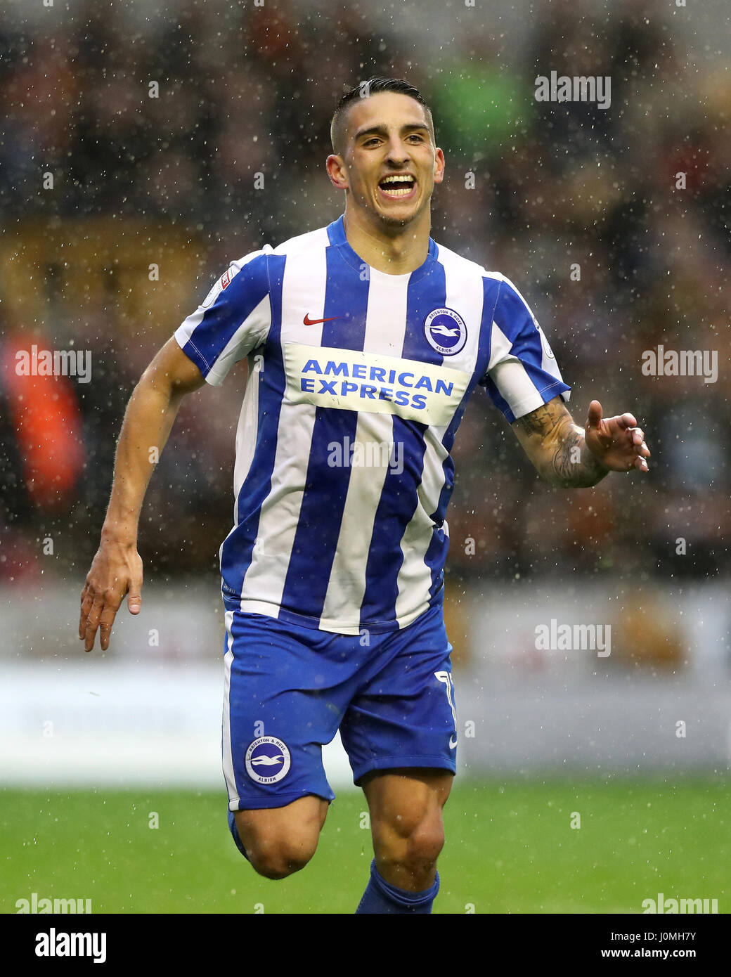 Brighton & Hove Albion's Anthony Knockaert celebrates scoring his side ...