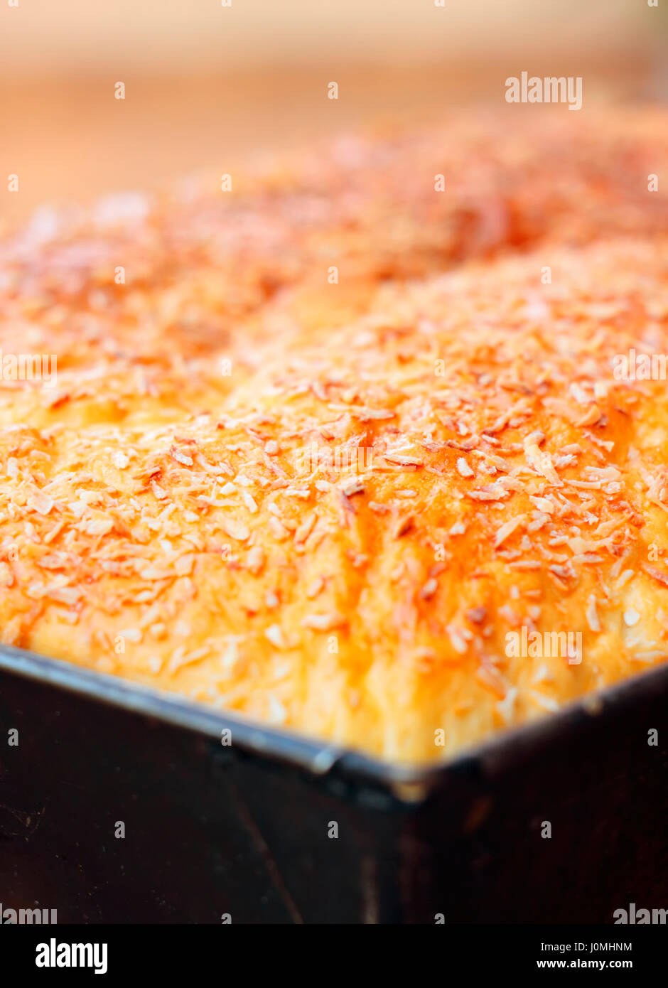 Yeast sponge cake crust close-up with limited depth of field Stock ...