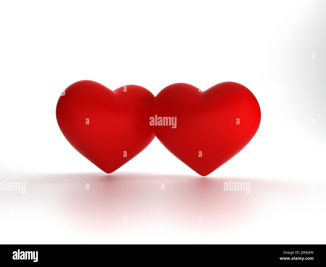 3d rendering two hearts isolated on white background, illustration ...