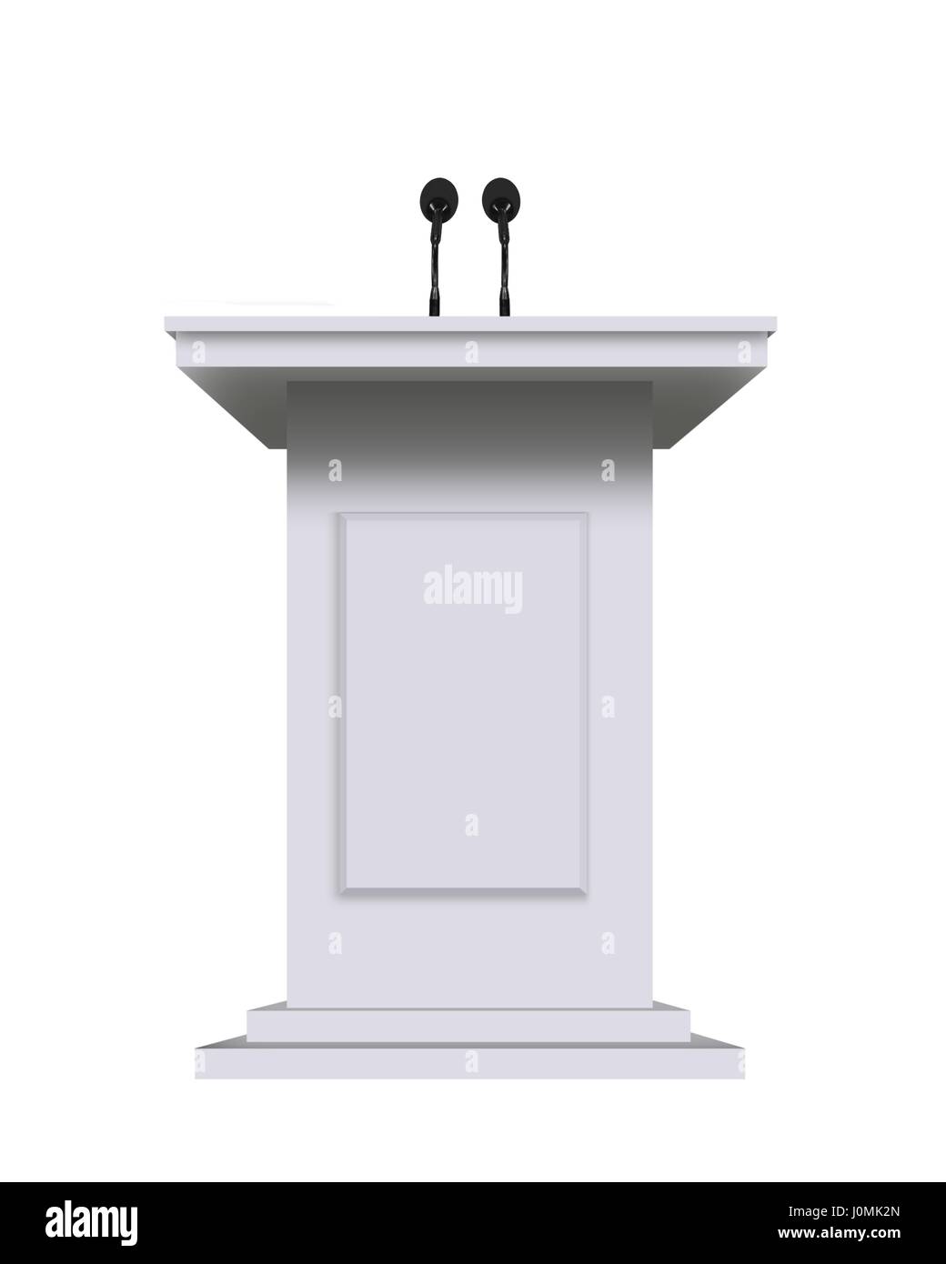 white podium rostrum stand with microphones isolated on white Stock ...